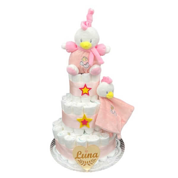 Tarta de pañales Pollito dulce nana, Regalos con AMOR.